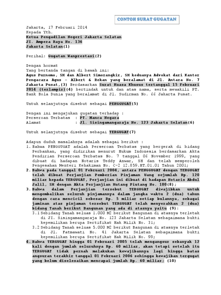 Contoh Surat Gugatan | PDF