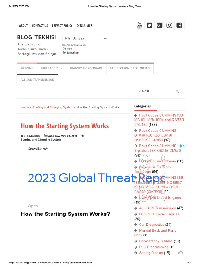 How The Starting System Works - Blog - Teknisi | PDF | Electric Motor ...