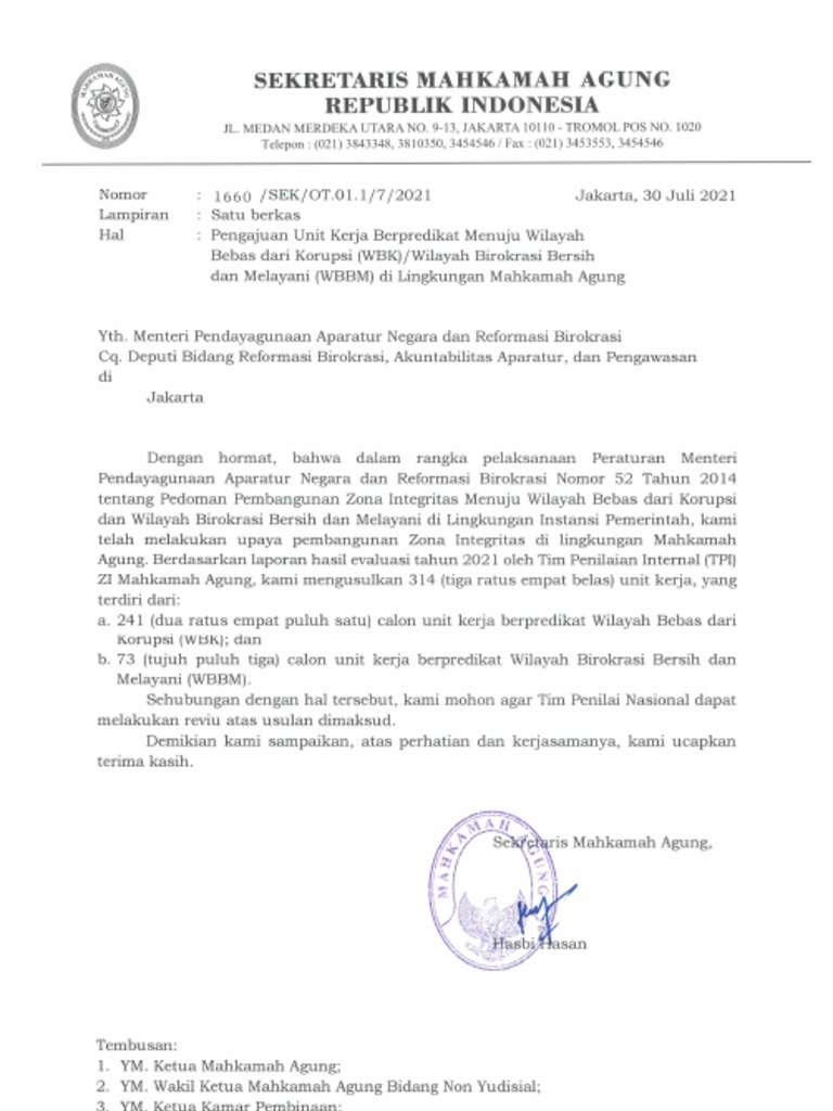 Pengajuan Unit Kerja Berpredikat Menuju WBK-WBBM Di Ling MA Tahun 2021 ... Pengajuan Unit Kerja Berpredikat Menuju WBK-WBBM Di Ling MA Tahun 2021 ...