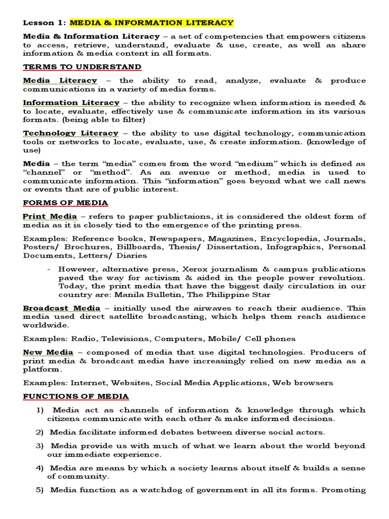 Mil Finals Reviewer | PDF | Media (Communication) | Information Literacy Mil Finals Reviewer | PDF | Media (Communication) | Information Literacy