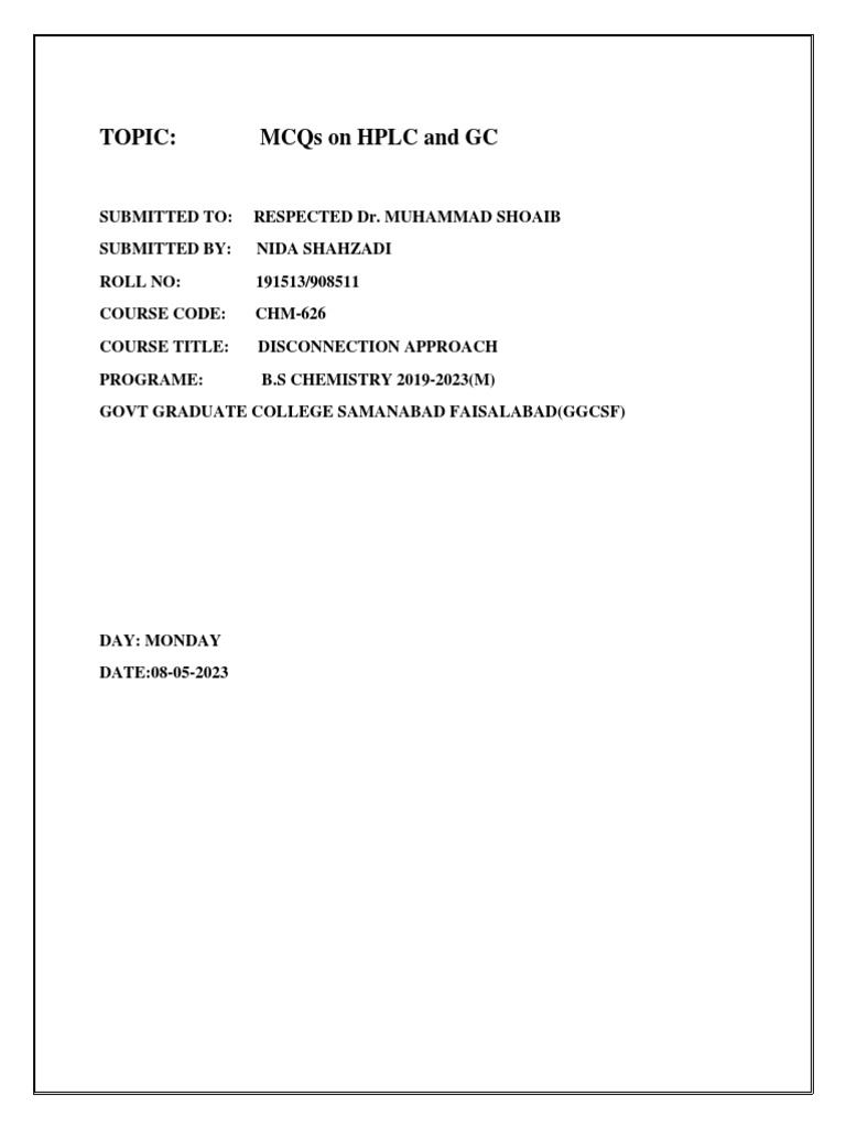 HPLC - GC | PDF | High Performance Liquid Chromatography | Gas ...