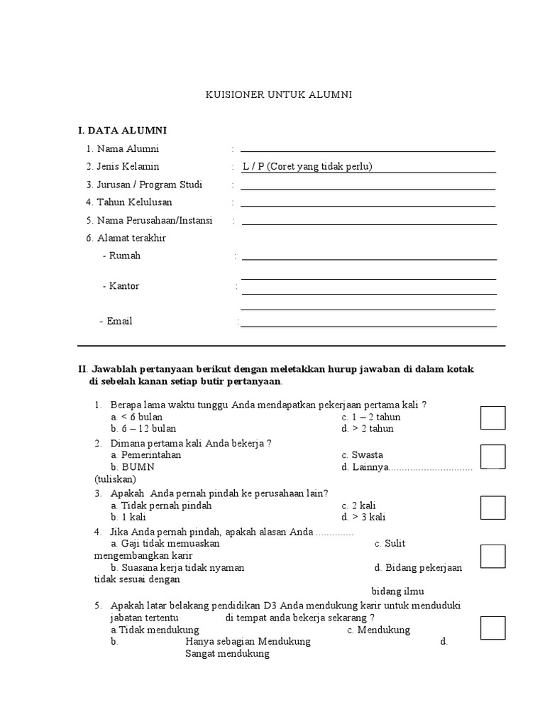 Kuesioner Tracer Study | PDF