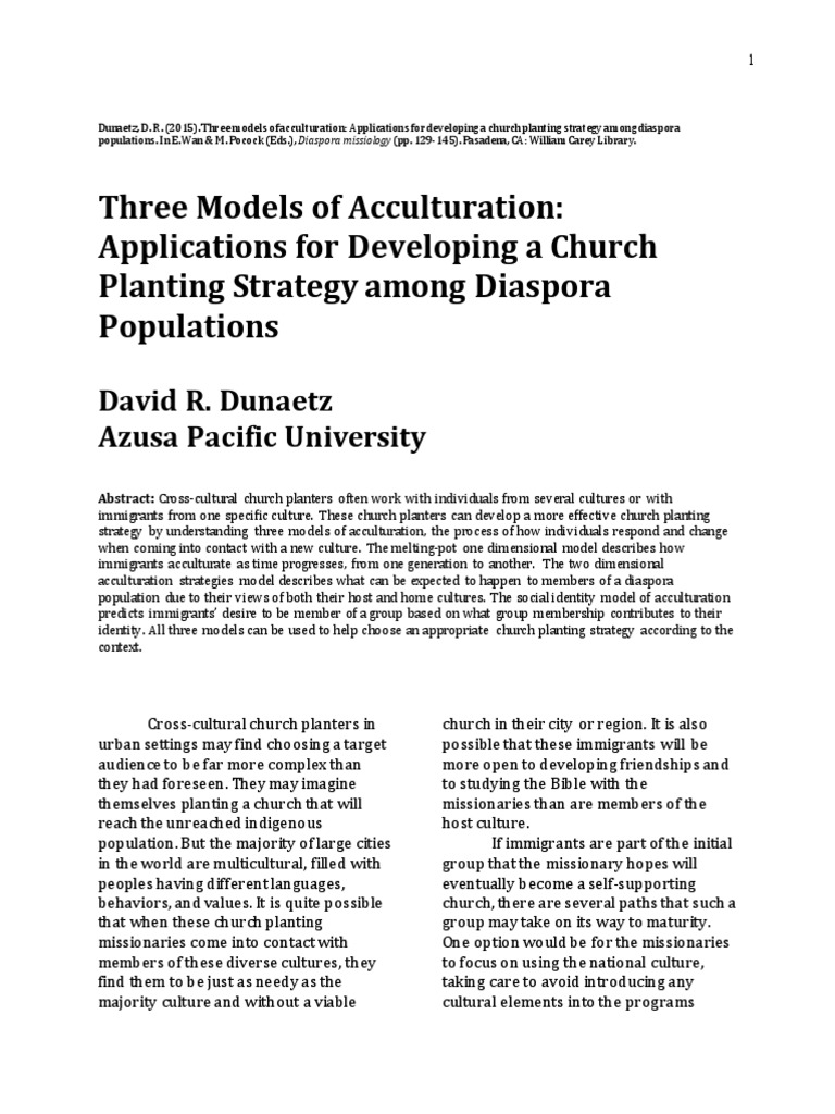 Three Models of Acculturation (2015) | PDF | Cultural Assimilation ...