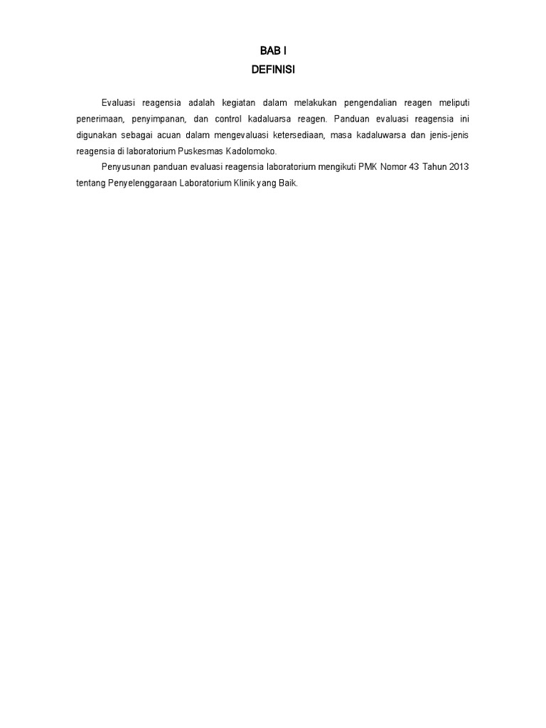 Panduan Evaluasi Reagensia Laboratorium | PDF | Kesehatan Holistik ...