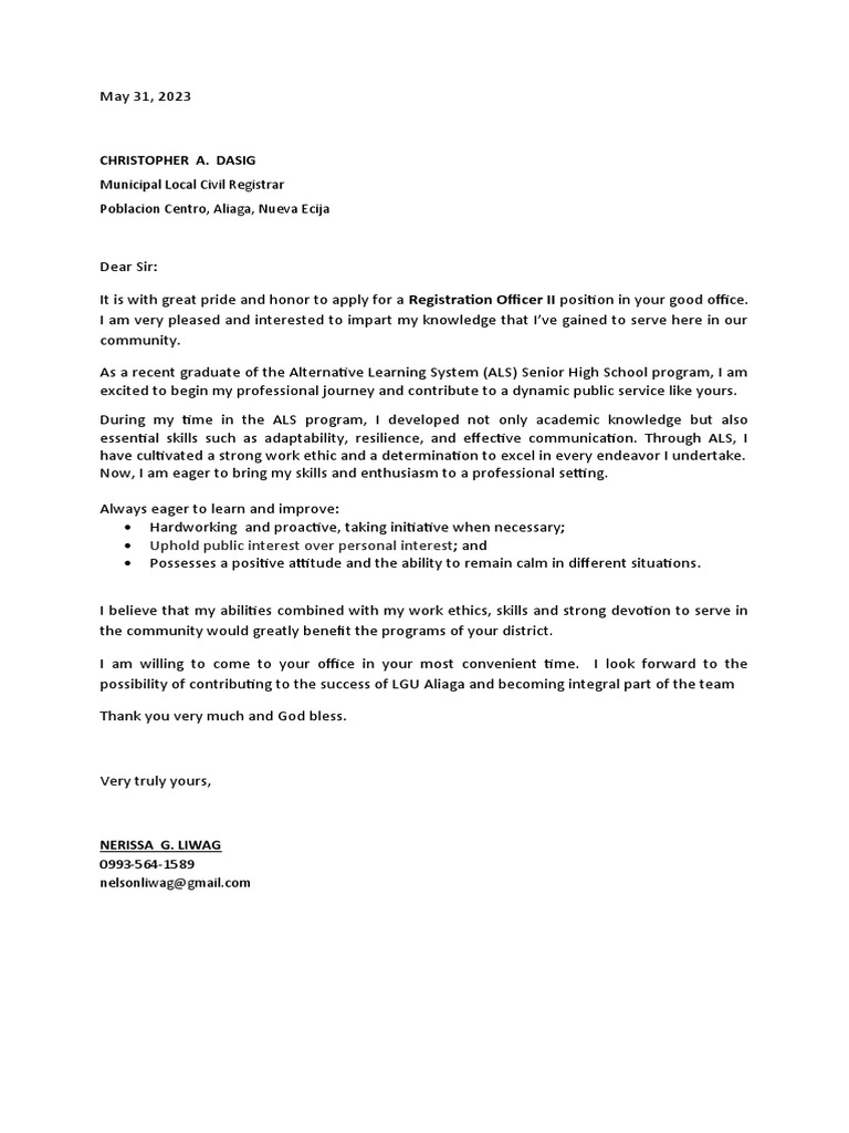 Application Letter | PDF