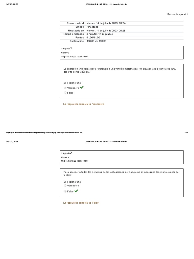 Evaluación - Módulo 1 - Google | PDF | Red mundial | Internet y web