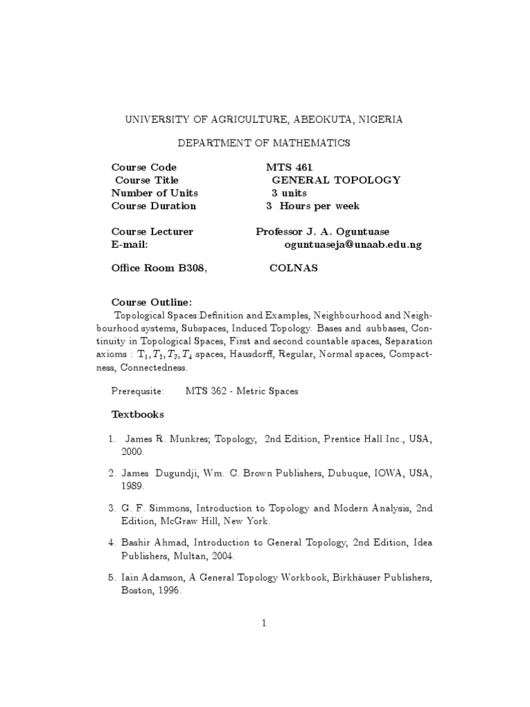 General Topology | PDF | Compact Space | Continuous Function