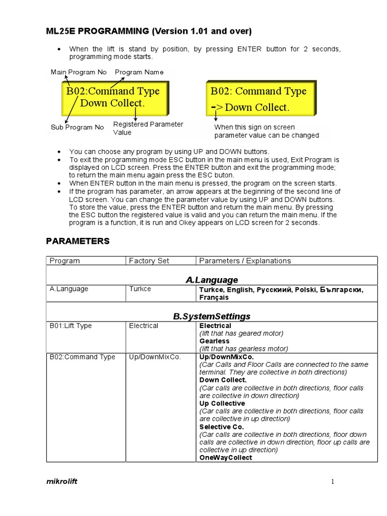 ML25E Programming | PDF | Elevator | Electricity