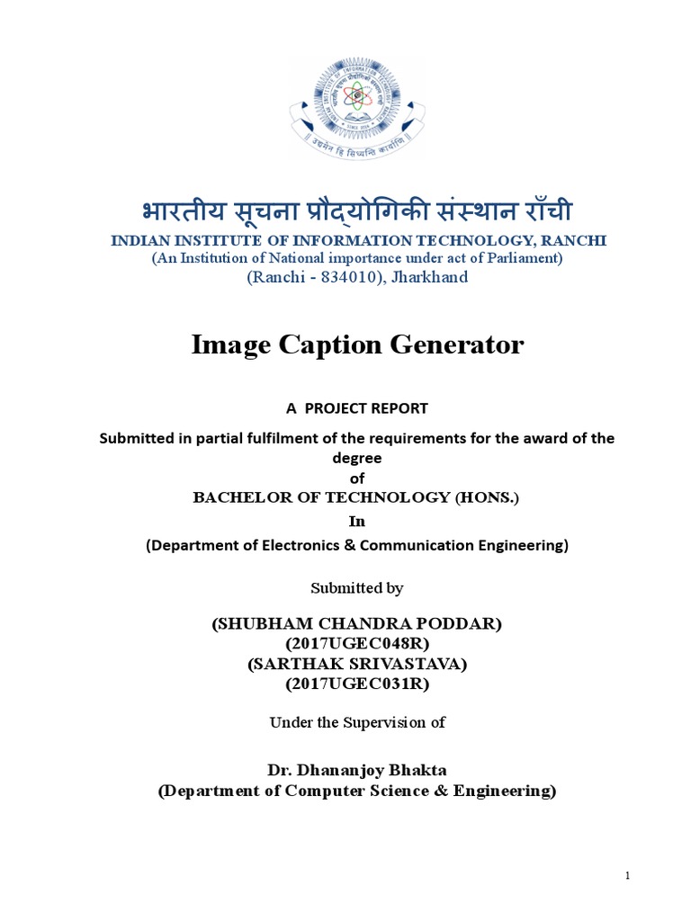 Image Caption Generator Report | PDF | Deep Learning | Artificial Neural Network
