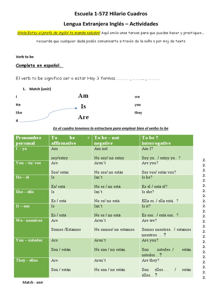 Verb To Be Easy Activities | PDF | Idiomas | Estudios de idiomas extranjeros