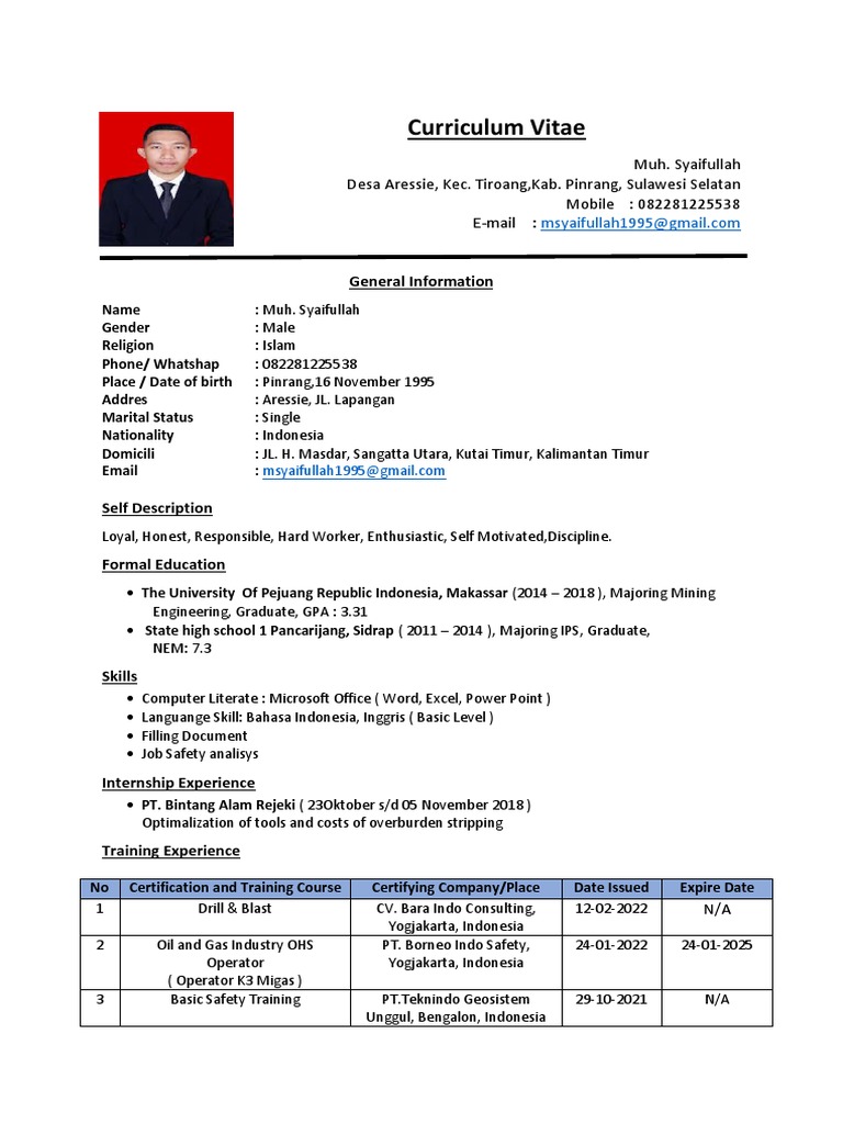 Mining - CV Muh Syaifullah | PDF