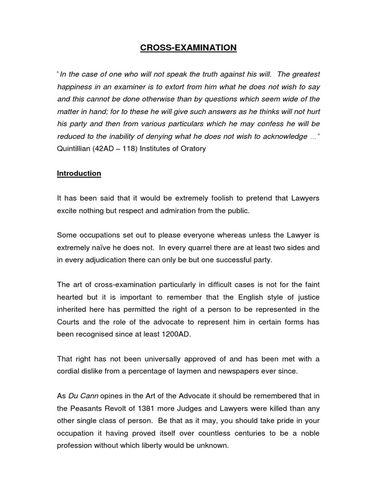 Cross Examination Paper Winston Terracini SC March 2017 | PDF ...