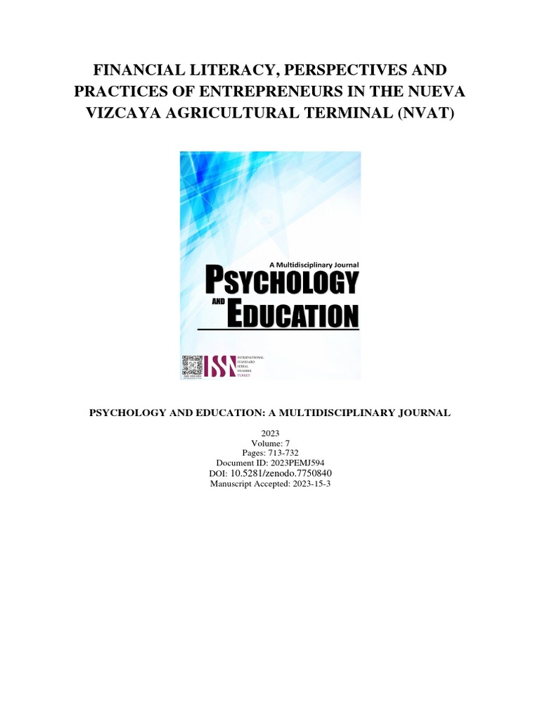 Financial Literacy, Perspectives and Practices of Entrepreneurs in The ...