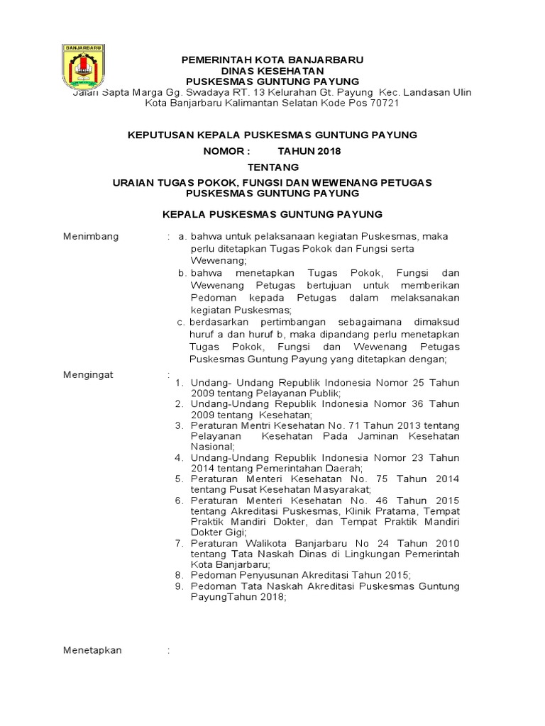 SK Uraian Tugas | PDF