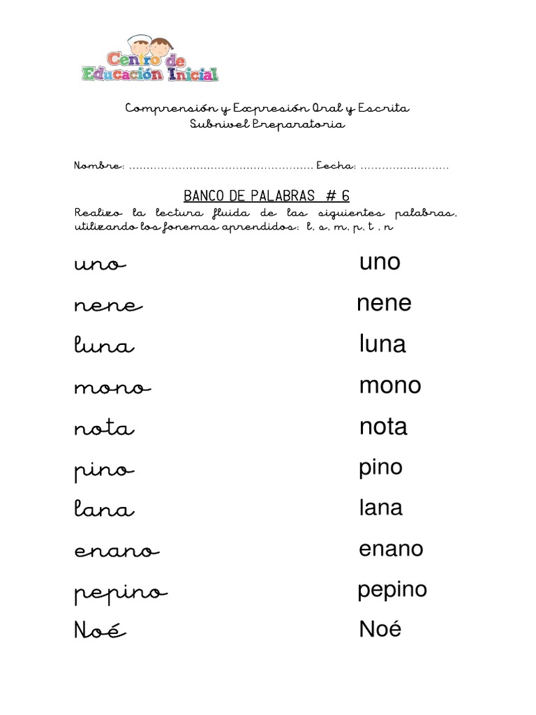Banco de Palabras # 6 | PDF | Artes del Lenguaje y Comunicación