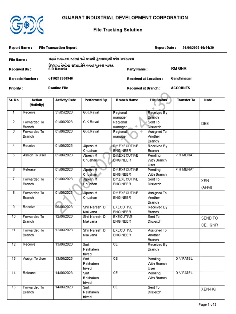 Gujarat Industrial Development Corporation File Tracking Solution | PDF