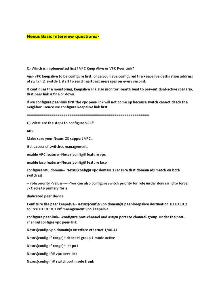 Nexus Basic Interview Questions | PDF | Network Switch | Internet Protocols