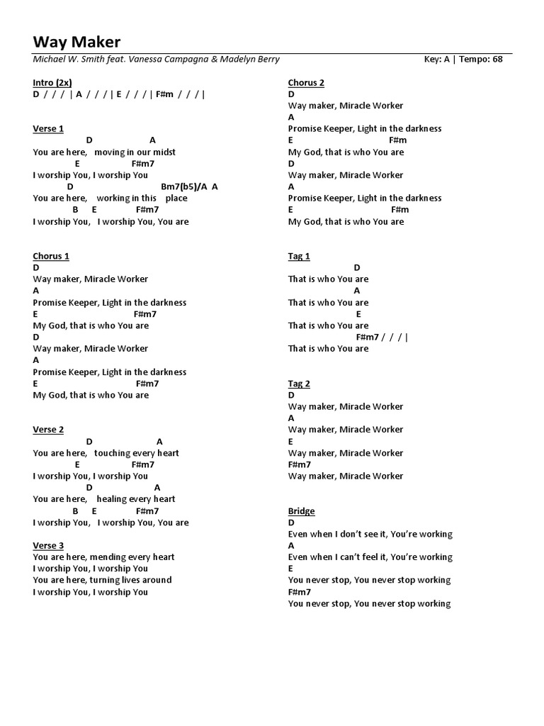 Waymaker A | PDF | Song Structure | Oral Literature