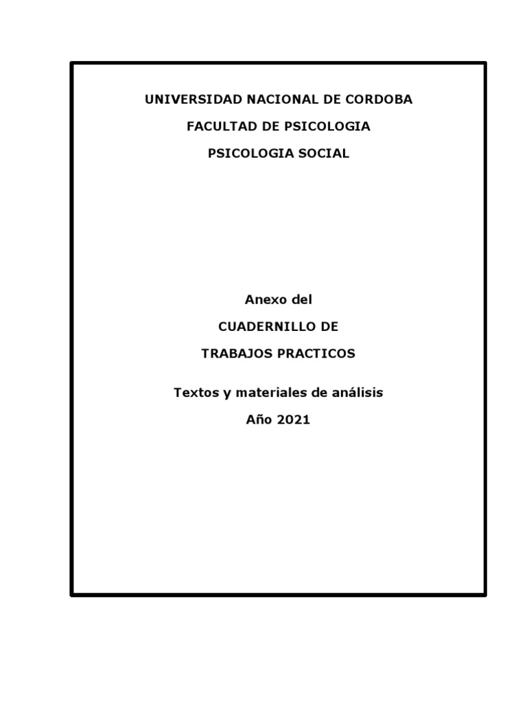 Anexo Cuadernillo Psicología Social - TP3 y TP4 | PDF | Matrimonio ...