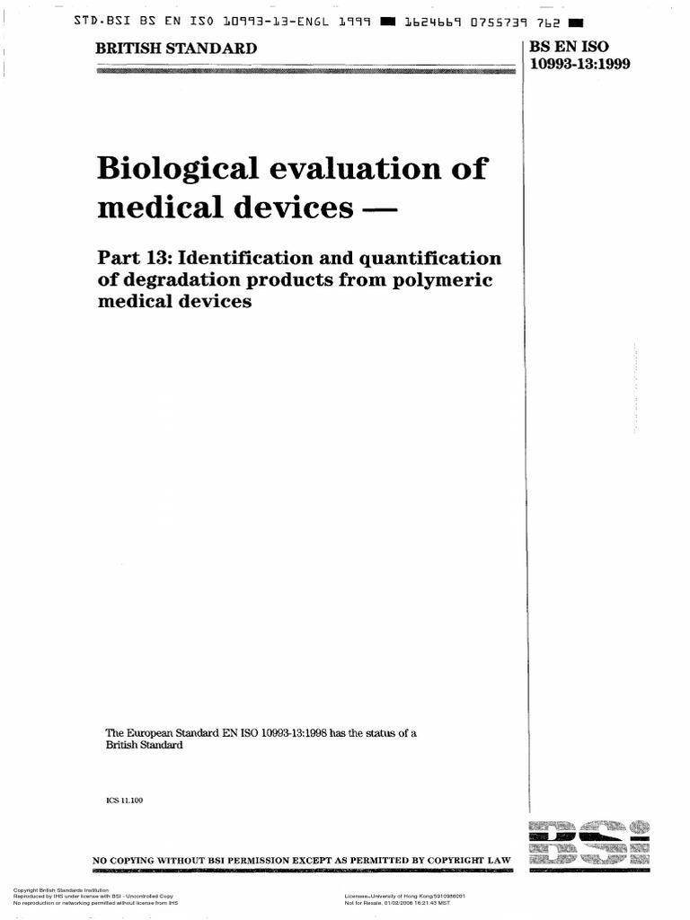 Iso 10993 13 1999 | PDF | International Organization For ...