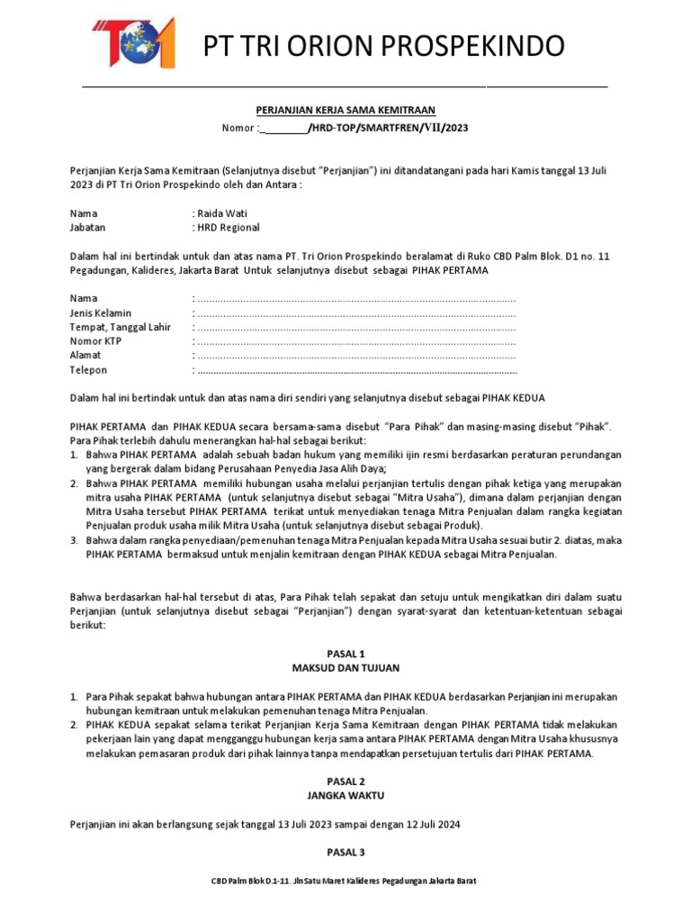 Perjanjian Kemitraan Pdf