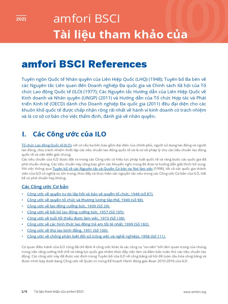 Amfori BSCI CoC References - Vietnamese - December 2021 | PDF