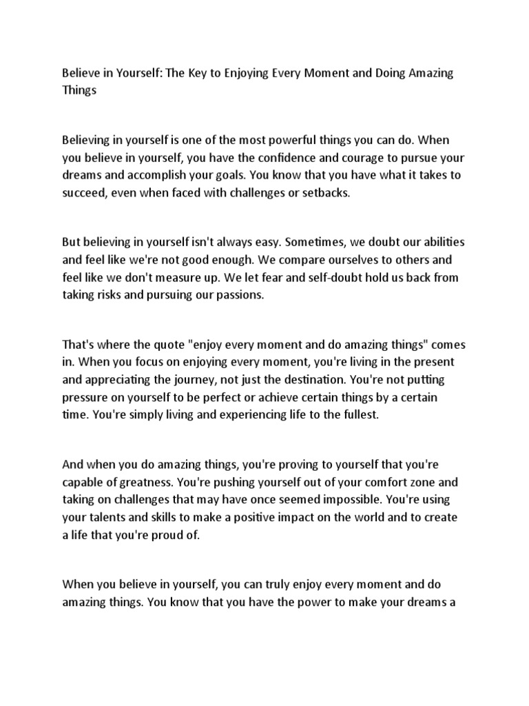 Believe in Yourself Script | PDF