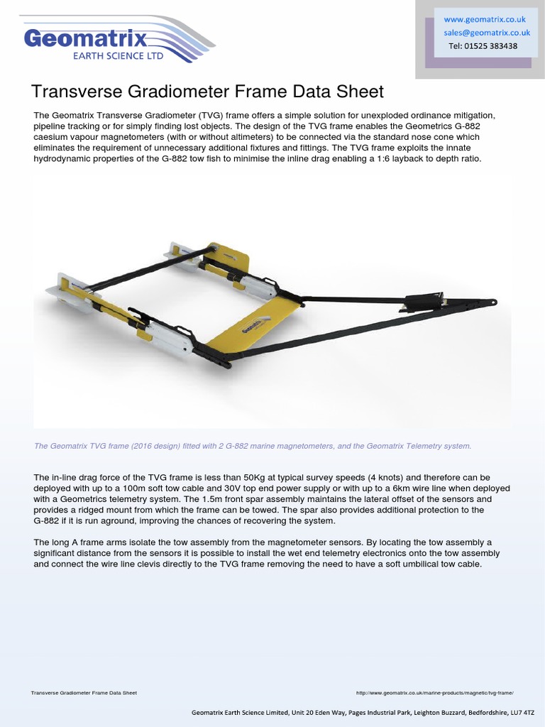 Transverse Gradiometer Frame Data Sheet | PDF | Magnetometer ...
