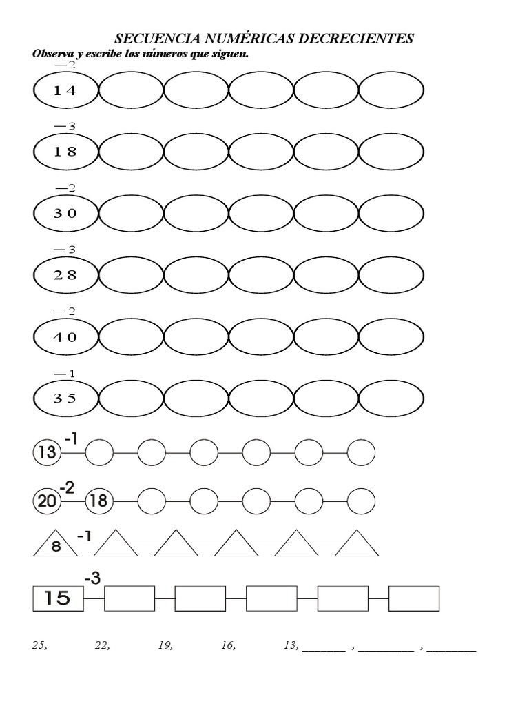Secuencias Numericas para Segundo de Primaria | PDF