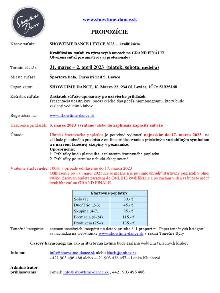 SHOWTIME DANCE Levice 2023 | PDF