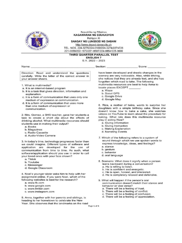 English7 q3 Reviewer | PDF