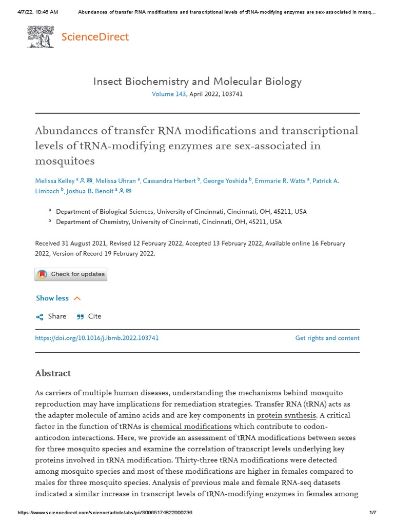 Abundances of Transfer RNA Modifications and Transcriptional Levels of ... Abundances of Transfer RNA Modifications and Transcriptional Levels of ...