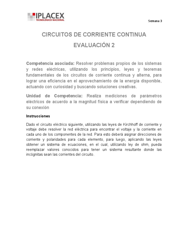 Evaluacion 2 Circuitos de Corriente Word | PDF