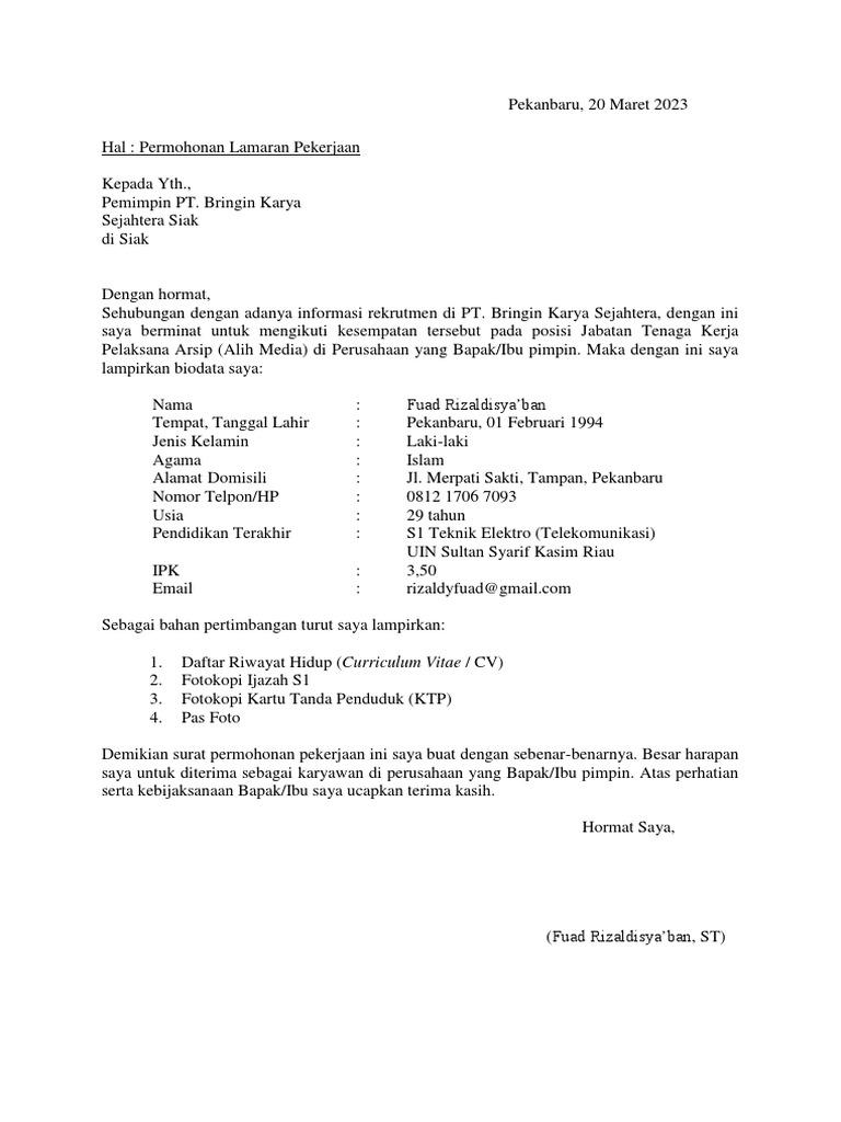 Surat Lamaran | PDF