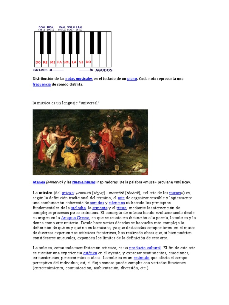 Distribución de las notas musicales en el teclado de un piano | PDF ...