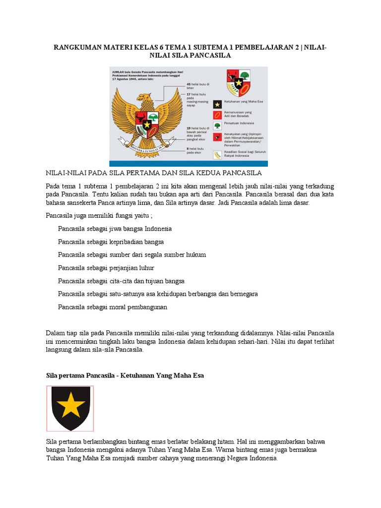 Nilai Sila 1 & 2 Pancasila Kelas 6 | PDF | Ilmu Sosial | Agama ...