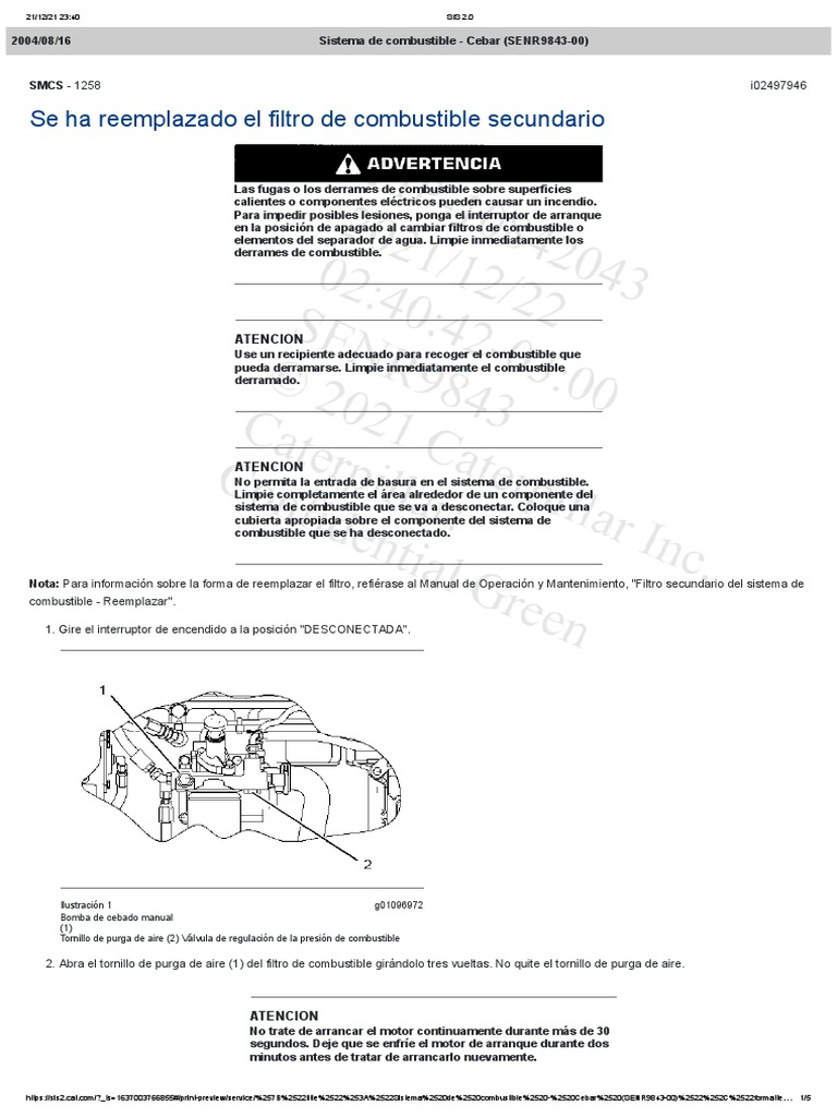 Cebar Sistema Combustible | PDF | Tornillo | Bomba