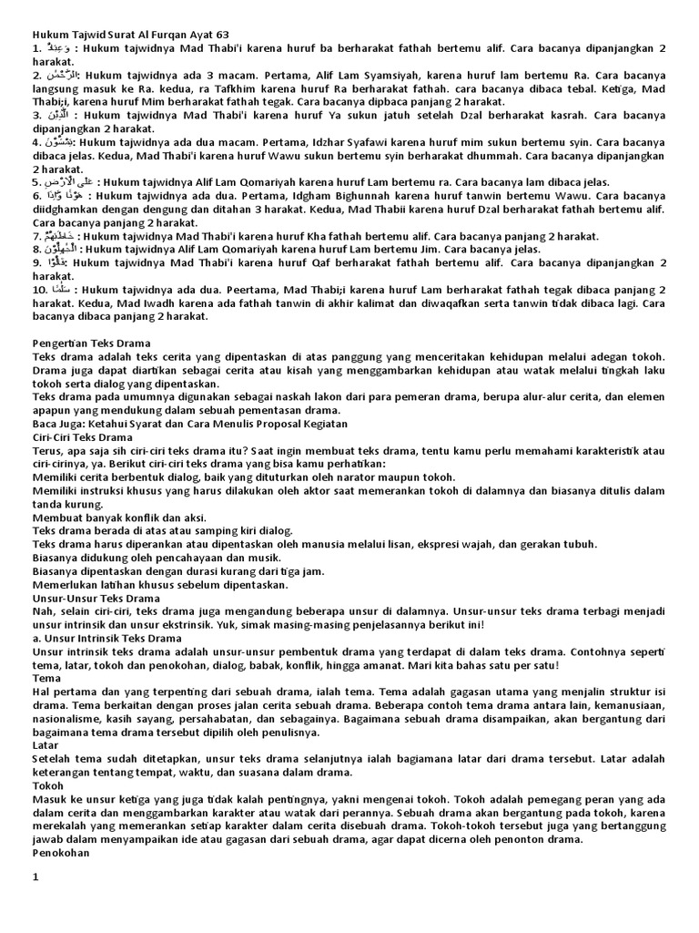 Hukum Tajwid Surat Al Furqan Ayat 63 | PDF