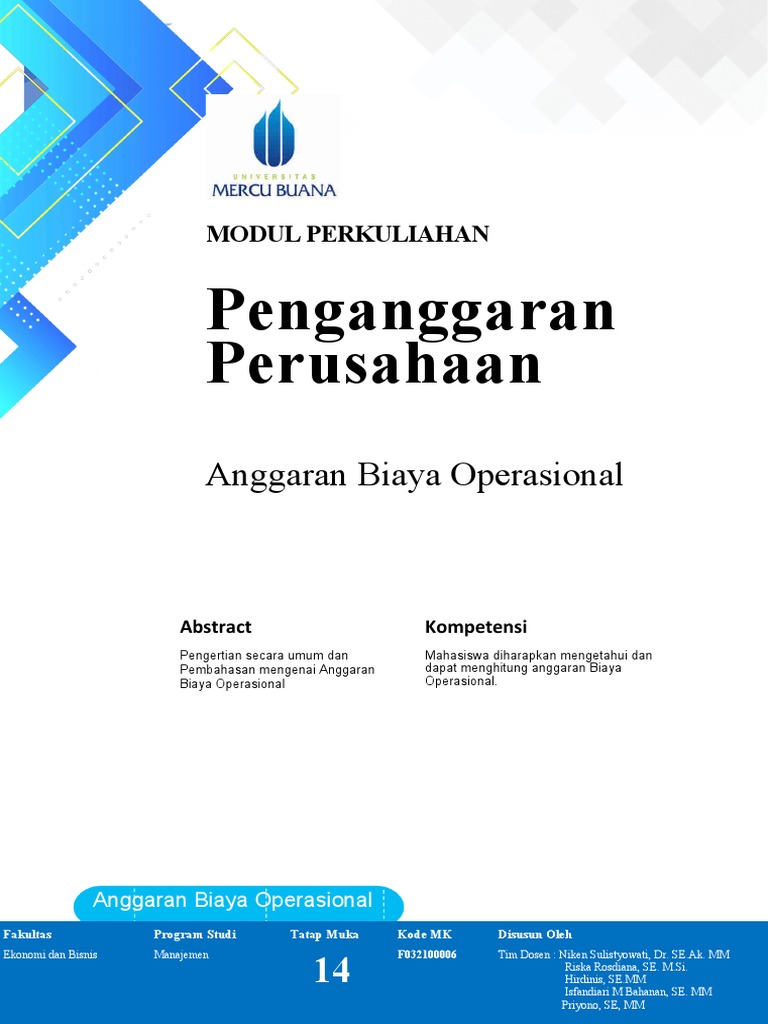 Anggaran Biaya Operasional | PDF