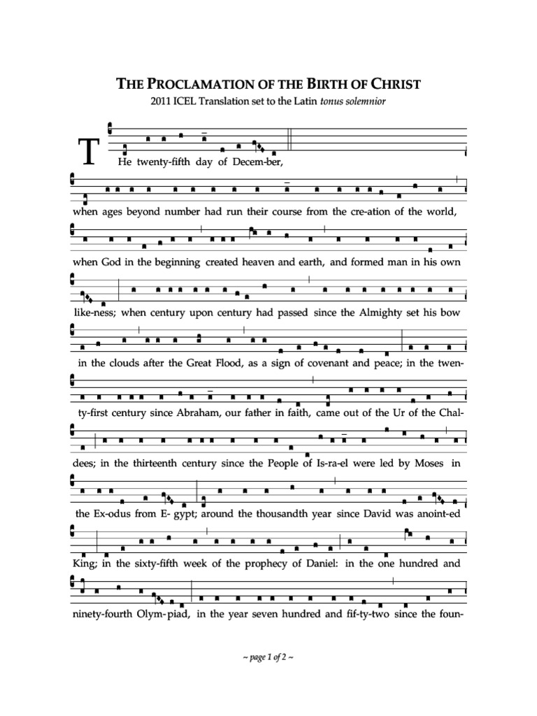 Christmas Proclamation Traditional Melody 2011 Icel English Text | PDF ...