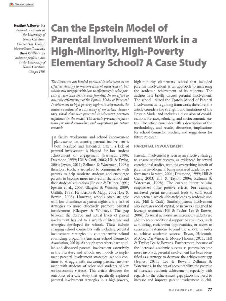 2011 Epstein Model in Elementary | PDF | School Counselor | Teachers