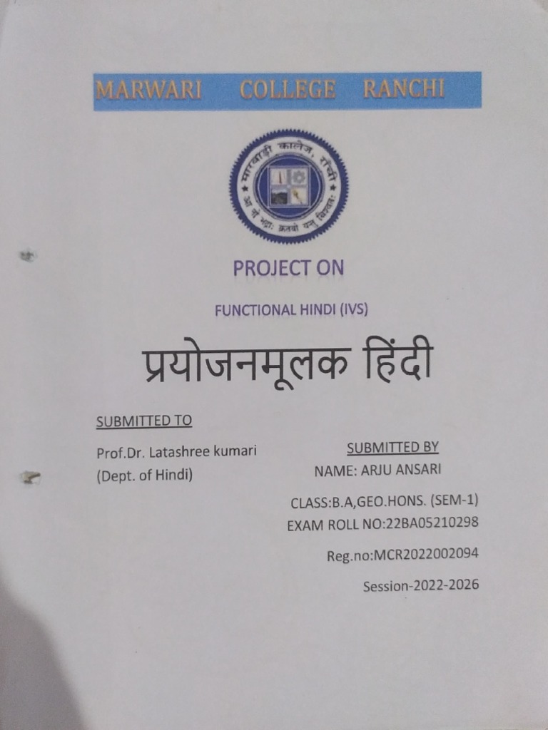 Functional Hindi Practical | PDF