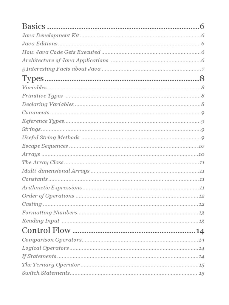 Java Cheat Sheet Pdf Java Programming Language Java Software Platform 