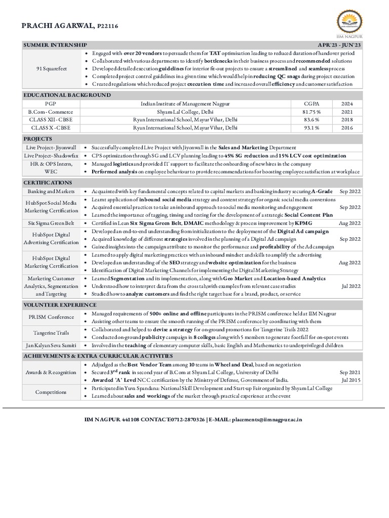 Prachi Agarwal | PDF | Six Sigma | Digital Marketing