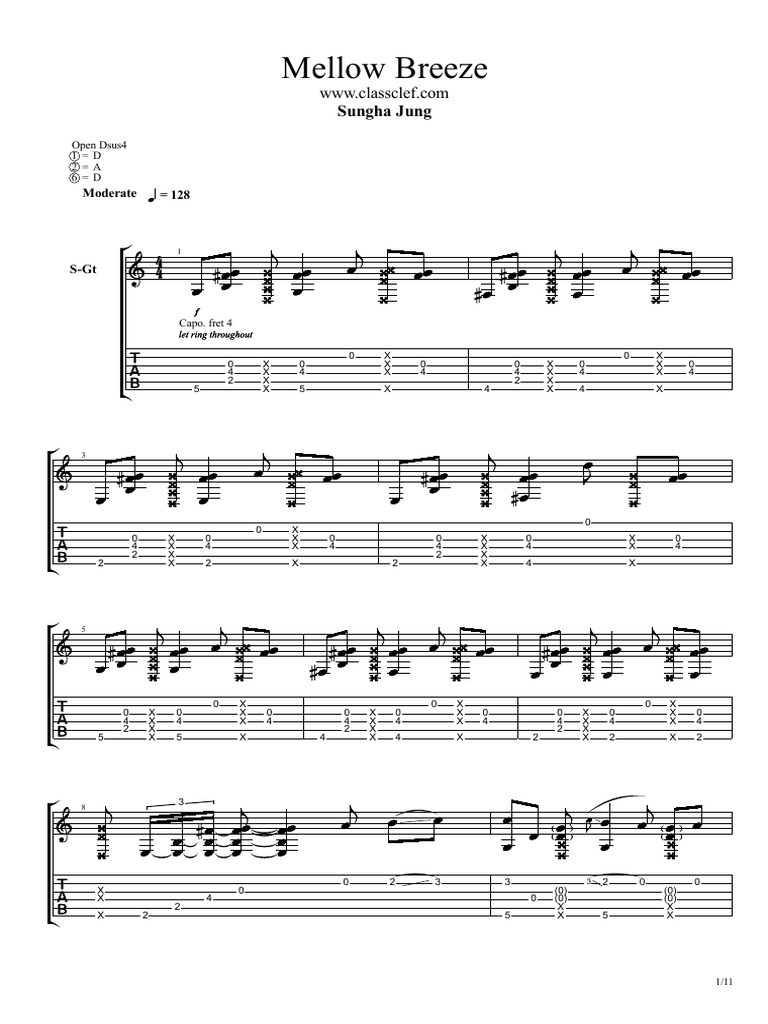 Mellow Breeze by Sungha Jung | PDF | Chordophones | String Instruments