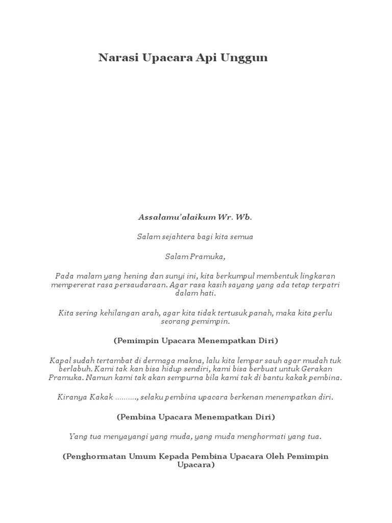 Narasi Upacara API Unggun | PDF
