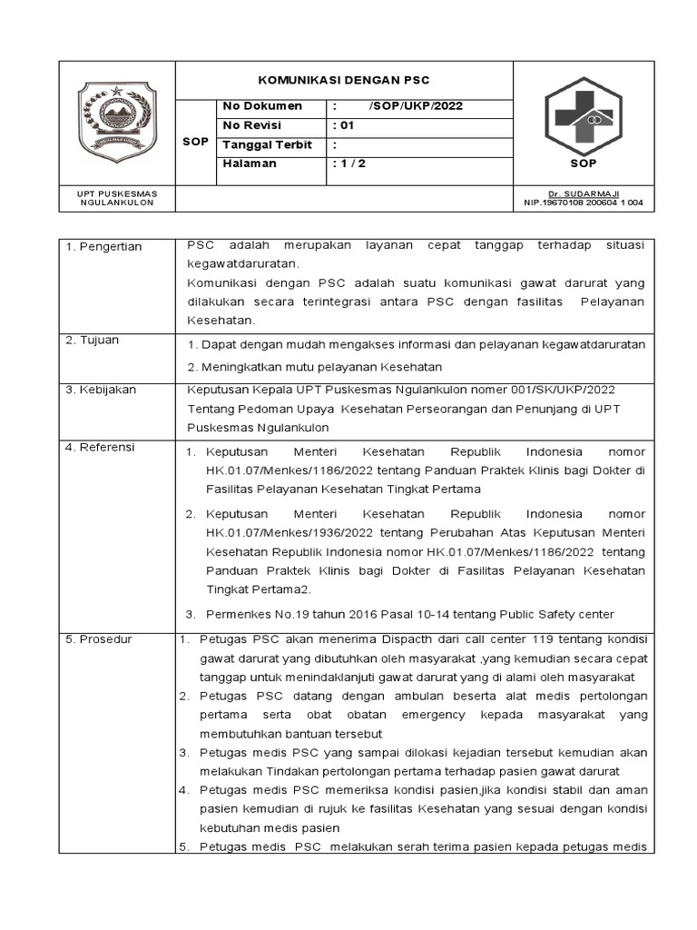 Sop Komunikasi PSC 2022 | PDF