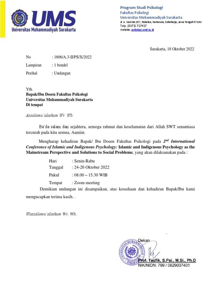 Undangan 2nd ICIIP UMS | PDF | Psychology | Cognitive Science