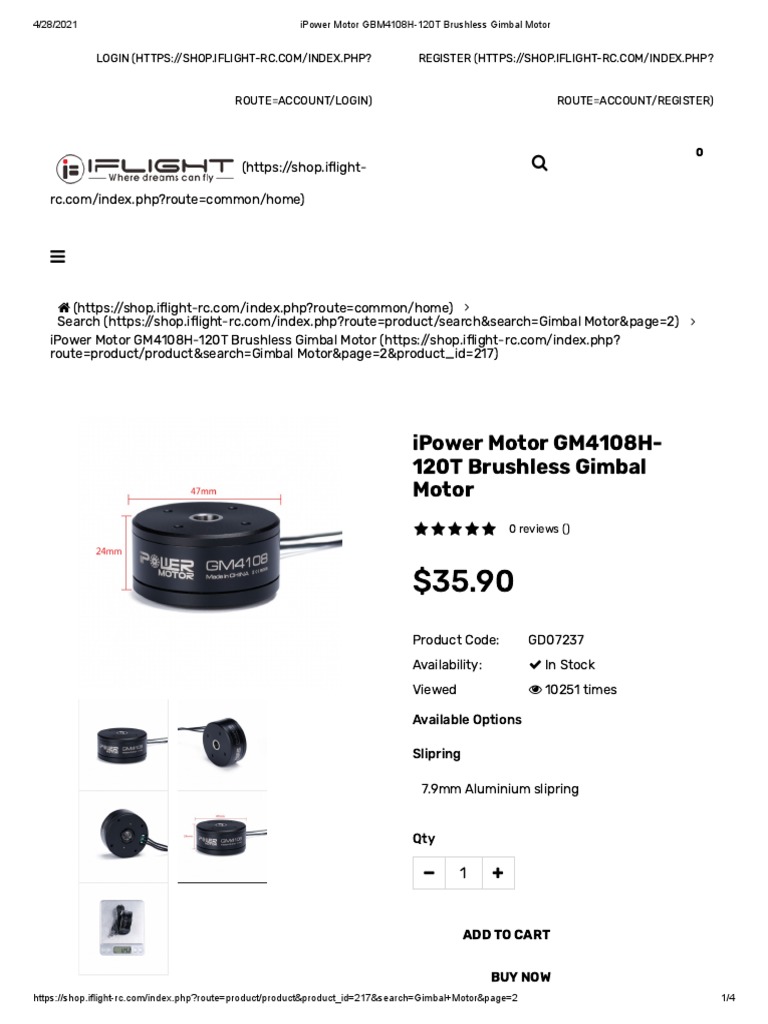 Ipower Motor GBM4108H-120T Brushless Gimbal Motor | PDF | Electric ...