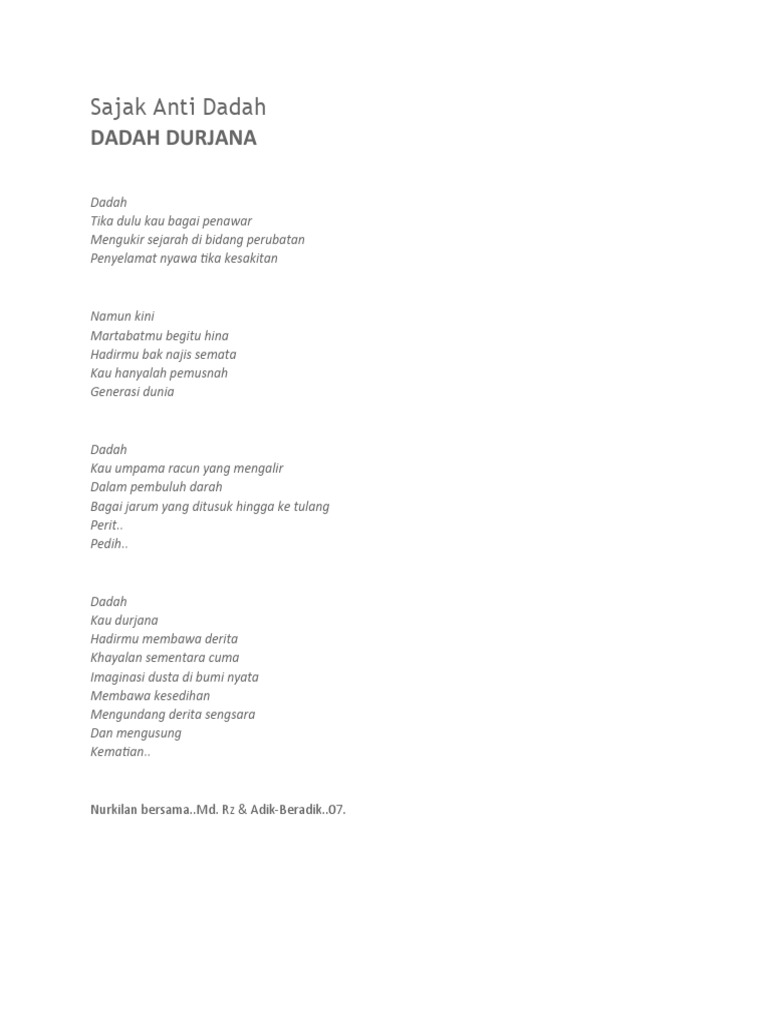 Sajak Dadah | PDF